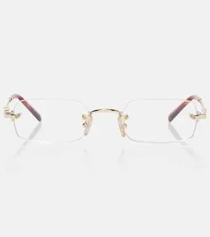Miu Miu Rectangular Rimless Eyeglasses - Gold