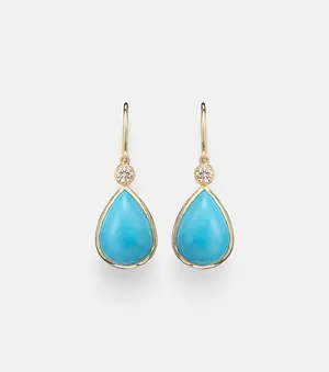 Ileana Makri 14kt Yellow Drop Earrings With Turquoise And Diamonds - Gold