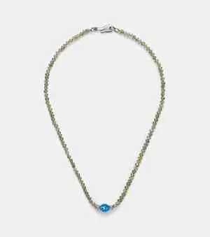 Ileana Makri 9kt White Gold Beaded Necklace With Garnets And Diamonds - Green