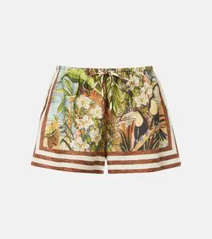 ALEMAIS Alémais Toucan Tango Printed Linen Shorts - Multicoloured