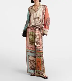 ALEMAIS Alberta Printed Silk Palazzo Pants - Multicoloured