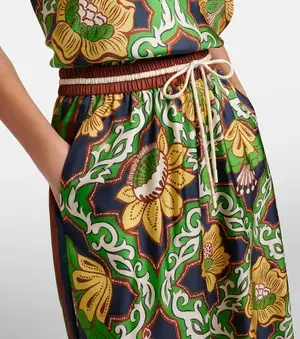 ALEMAIS Alémais Liana Printed Silk Satin Palazzo Pants