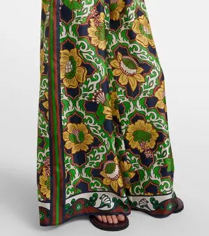 ALEMAIS Alémais Liana Printed Silk Satin Palazzo Pants - Multicoloured