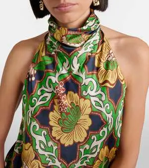 ALEMAIS Liana Printed Silk Satin Top - Multicoloured