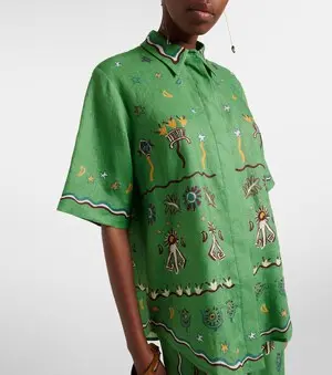 ALEMAIS Alémais Sun Dancer Printed Linen Shirt - Green