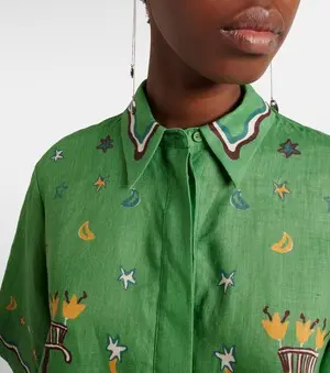 ALEMAIS Alémais Sun Dancer Printed Linen Shirt - Green