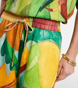 ALEMAIS X Mokshini Linen Wide-leg Pants - Multicoloured