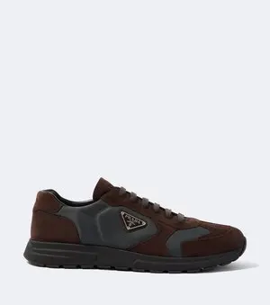 Prada Suede And Fabric Trimmed Lace-up Sneakers