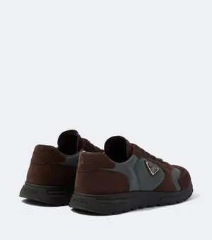 Prada Suede And Fabric Trimmed Lace-up Sneakers