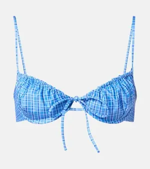 Faithfull The Brand Ombra Checked Bikini Top - Blue