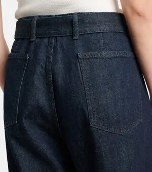 LEMAIRE Twisted Belted Barrel-leg Jeans - Blue