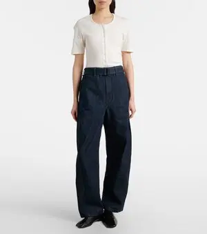 LEMAIRE Twisted Belted Barrel-leg Jeans - Blue