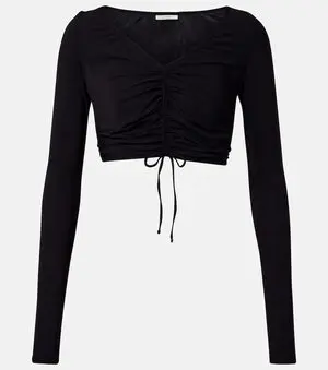 NENSI DOJAKA Ruched Drawstring Crop Top - Black