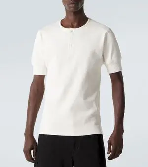 LEMAIRE Cotton And Linen Jersey Henley Shirt - White