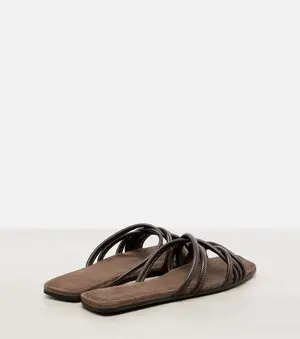 Brunello Cucinelli Leather Slides - Brown