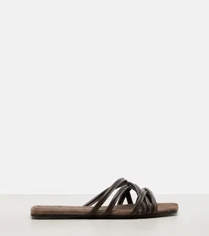 Brunello Cucinelli Leather Slides - Brown