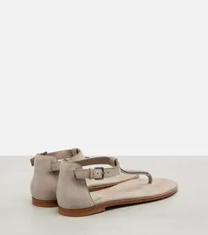 Brunello Cucinelli Monili Suede Slides