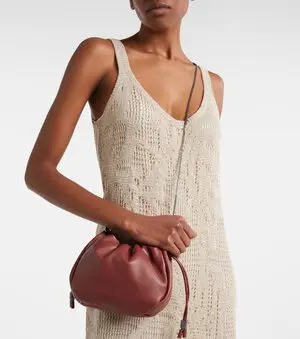 Brunello Cucinelli Mellow Mini Leather Crossbody Bag