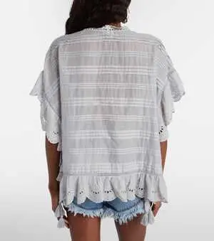 MARANT ETOILE Payton Broderie Anglaise Cotton Top - Blue