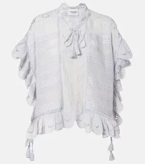 MARANT ETOILE Payton Broderie Anglaise Cotton Top - Blue