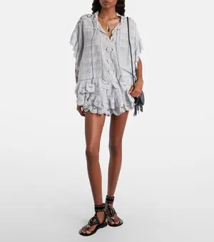 MARANT ETOILE Payton Broderie Anglaise Cotton Top - Blue
