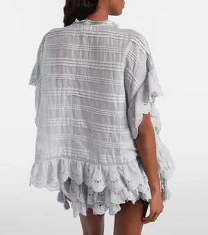 MARANT ETOILE Payton Broderie Anglaise Cotton Top - Blue