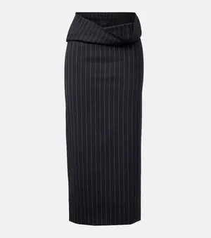 MUGLER Pinstripe Wool Pencil Skirt