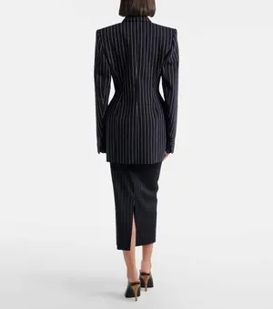 MUGLER Pinstripe Wool Pencil Skirt