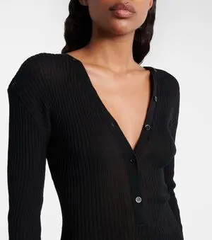 MUGLER Ribbed-knit Cotton Romper
