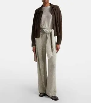 Brunello Cucinelli Sequined Wide-leg Pants