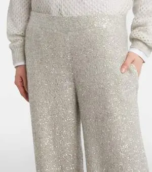 Brunello Cucinelli Sequined Wide-leg Pants