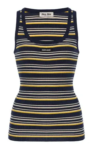 Miu Miu Striped Ribbed Tank Top - Multi