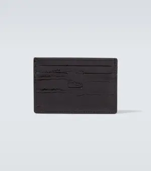 TOM FORD Croc-effect Patent Leather Card Holder - Brown