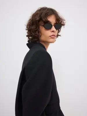 HOUSE OF DAGMAR Stand-collar Curved Wool Jacket