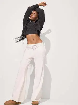 Pink Campus Terry Flare Pants - Grey