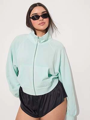 Pink Campus Terry™ Mock-neck Full-zip Sweatshirt - Blue