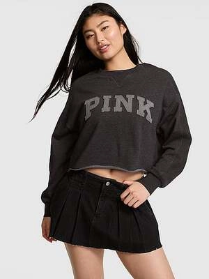 Pink Campus Terry™ Raw-cut Crew Sweatshirt - Grey