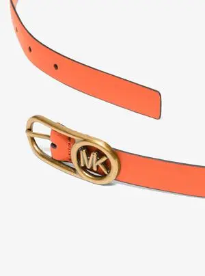 Michael Kors Logo Buckle Leather Belt - Orange