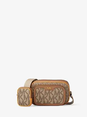 Michael Kors Cooper Small Signature Logo Camera Crossbody Bag With Pouch - Natural