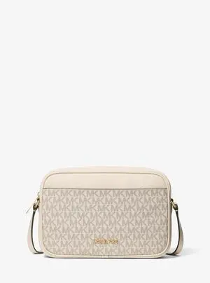 Michael Kors Large Signature Logo Camera Crossbody Bag - Natural