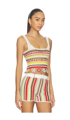 My Beachy Side Noa Hand-crocheted Top In White - Multi