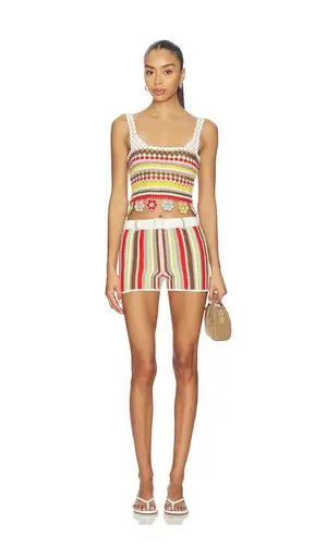 My Beachy Side Noa Hand-crocheted Top In White - Multi