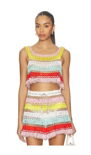 My Beachy Side Cleo Hand-crocheted Top In White - Multi