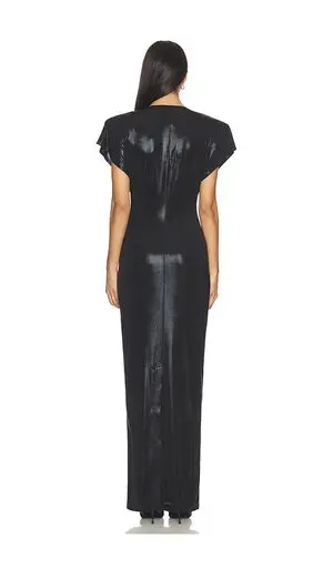 Norma Kamali Cap Sleeve Shoulder Pad Long Dress