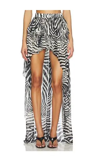 Blumarine Printed Chiffon Skirt - Natural White & Black