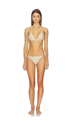 Hanne Bloch Pom Pom Bikini Set - White & Gold