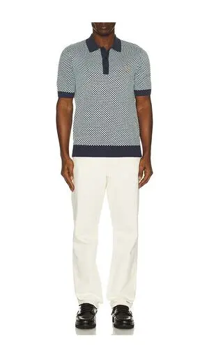 Fred Perry Chequerboard Knitted Polo Shirt In Blue