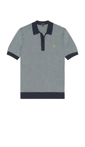 Fred Perry Chequerboard Knitted Polo Shirt In Blue