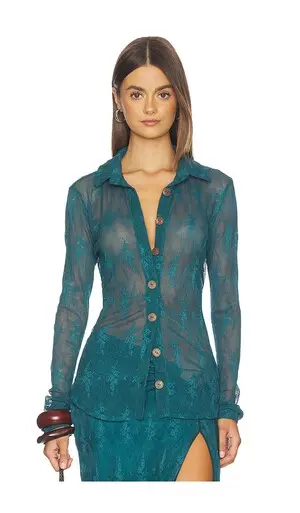 Azulu Mallik Sheer Button-up Shirt
