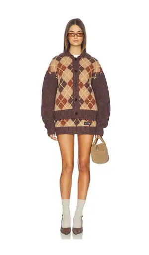 We11Done Knit Argyle Intarsia Cardigan
